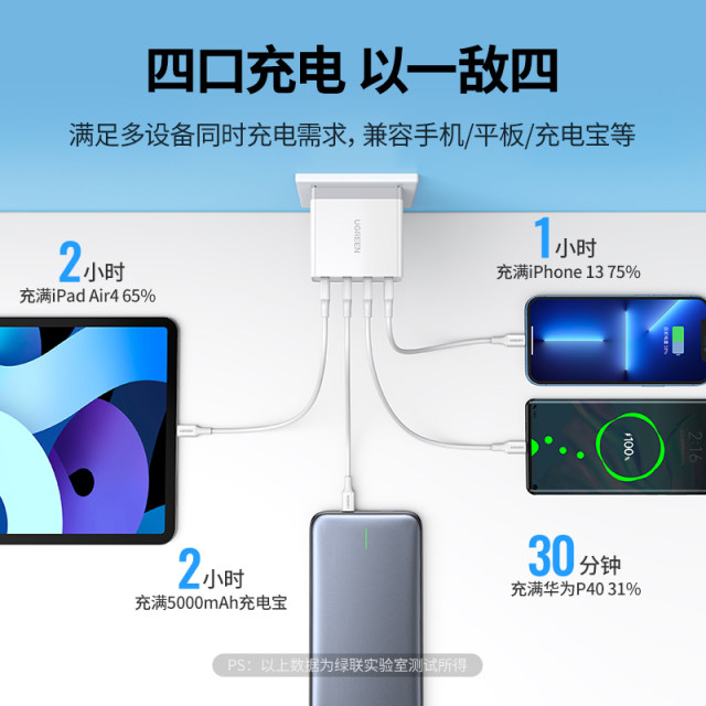 Green Alliance multi-port USB charger head multi-hole socket four-port ...