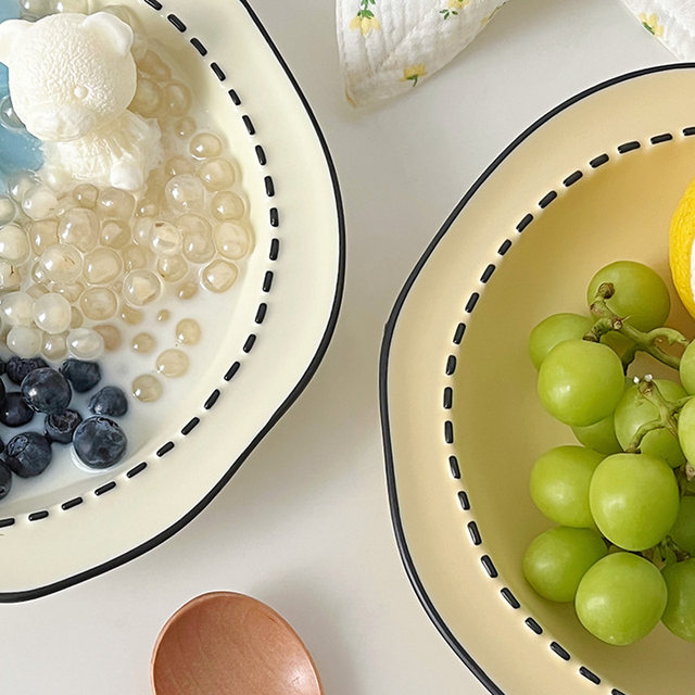 Mooney ins comic style tableware cream fruit plate deep dish salad ...