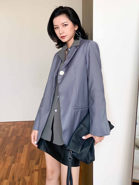 Women's smog gray suit jacket for women in South Korea 2024 autumn ...