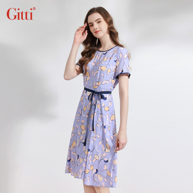 Gitti/Gitti Summer Summer Small Fresh Printing Waist Limad Bargad Dress ...