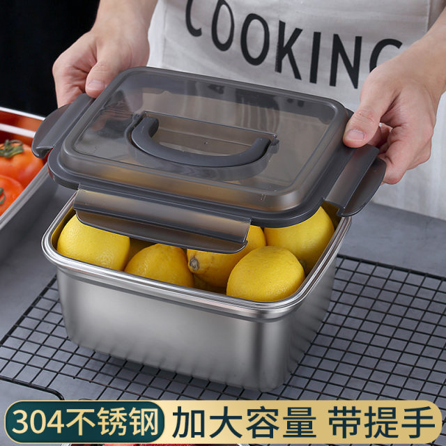 Stainless steel crisper box with lid, kimchi sealed lunch box 304 food ...