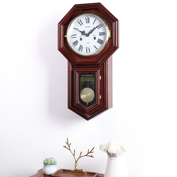 Hanshi Chinese Style Mechanical Wall Clock - Solid Wood Pendulum Clock ...