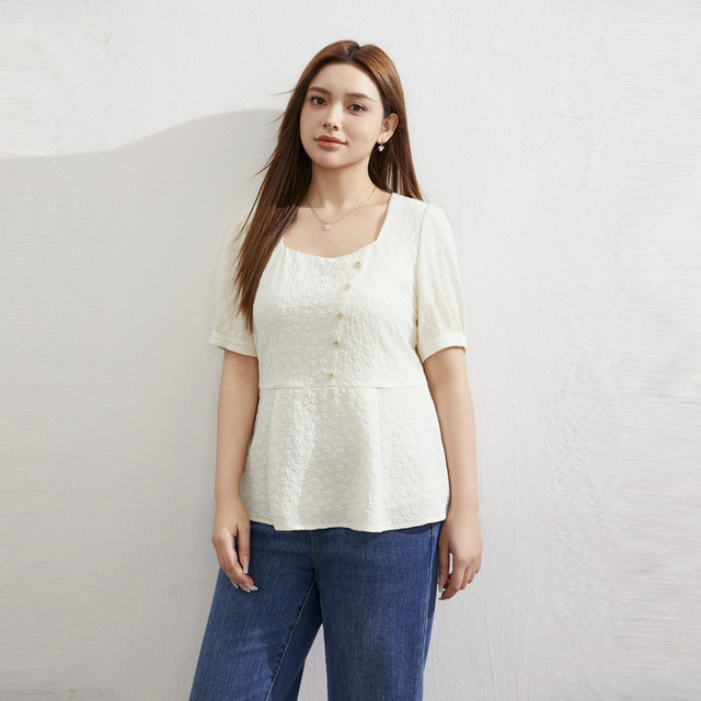 Xianli Show Large -size Women's French Bubble Sleeve Shirt Fang Ling ...