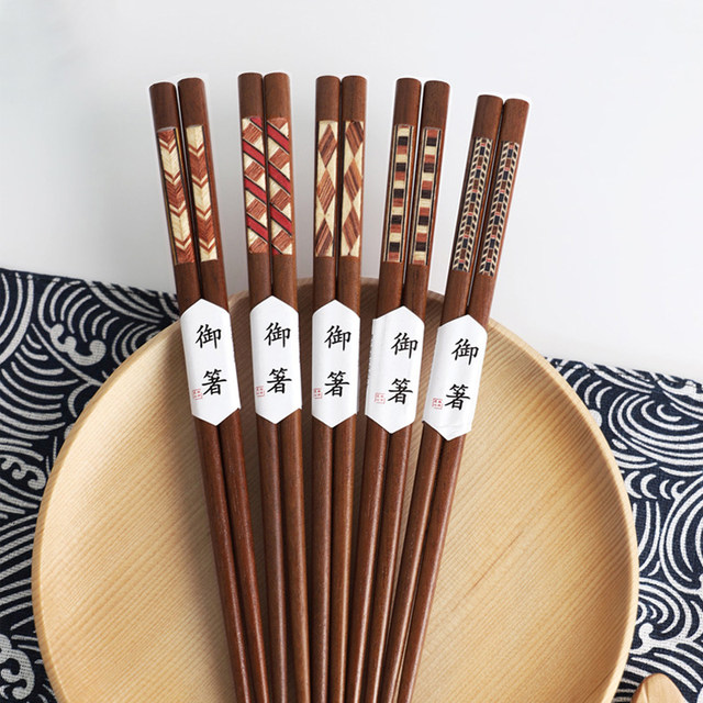 Natural solid wood chopsticks household light luxury style, one person ...