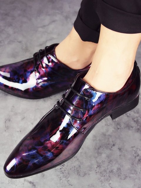 Brock bright leather shoes British casual Korean style trendy nightclub hairstylist large size ...