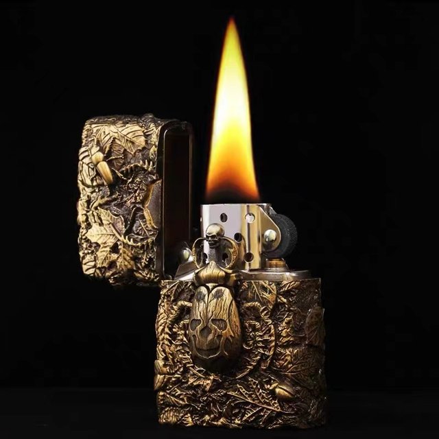 zippo lighter genuine original heavy armor mechanism beetle skull ...