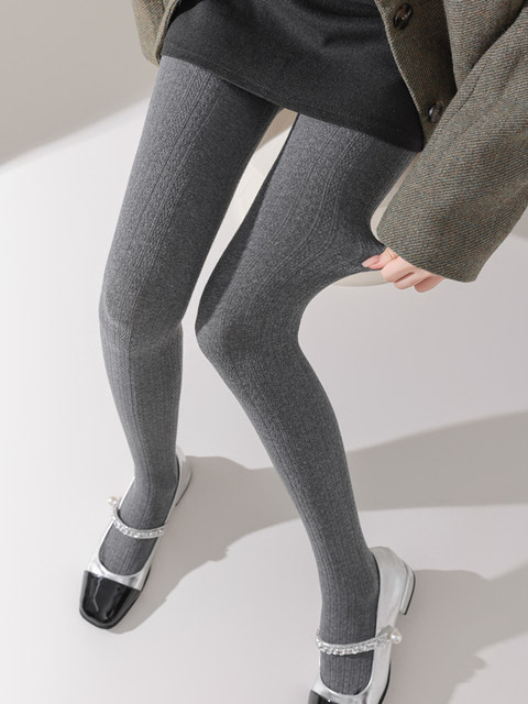 Smoke gray twist vertical striped pantyhose for women spring, autumn ...