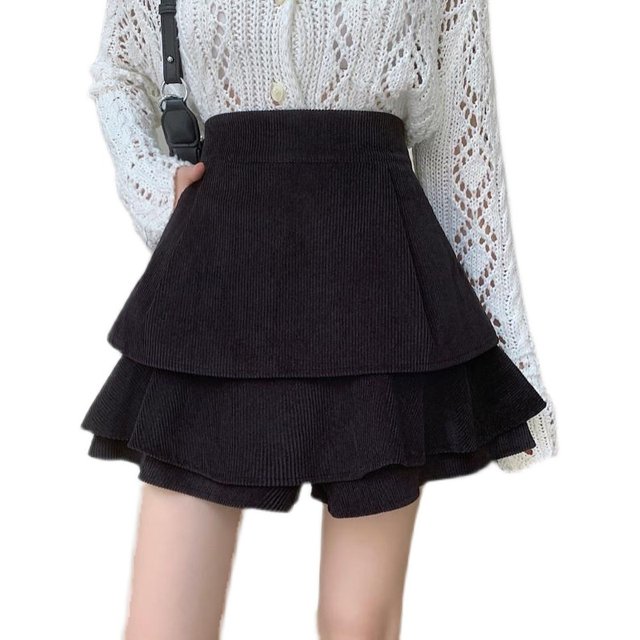 Ultra -high waist pleated skirt, female spring and autumn ruffled, A -shaped skirt, large size ...