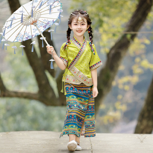 Dai costume girls summer children March 3 ethnic minority traditional ...