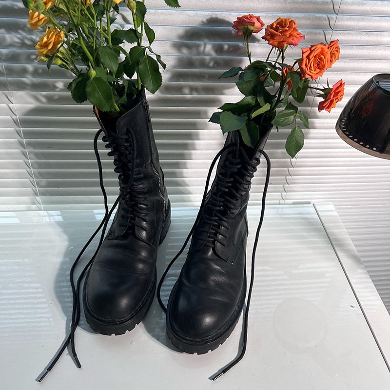 Chen Dan Women's Handmade Martin Boots: Lace-Up British Style ...