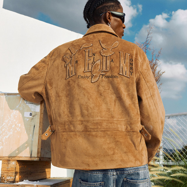 MEDM24FW patchwork embroidered pigeon suede jacket men's autumn ...