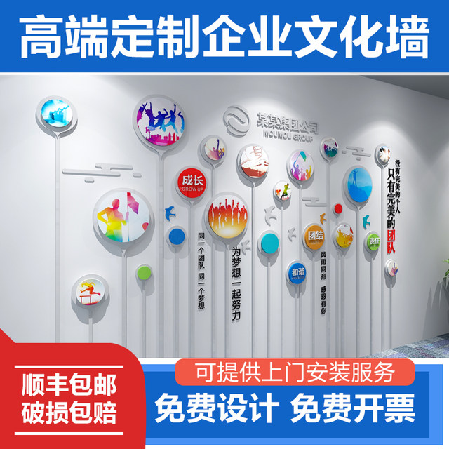 Corporate culture wall design 3D three-dimensional team employee style ...