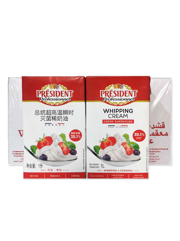 President Cream 1L x 6 - Nata montada francesa para uso doméstico y ...