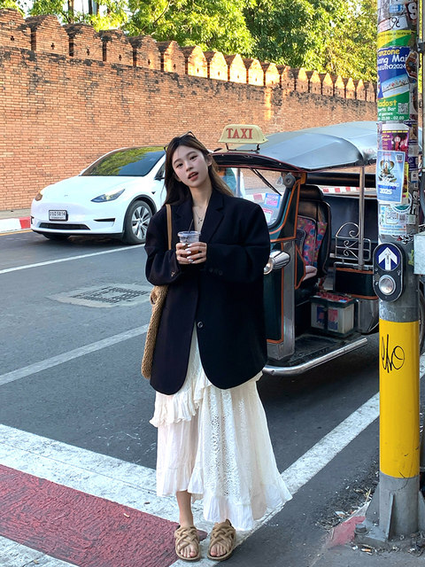 Adan black suit spring new loose versatile silhouette high-end casual ...