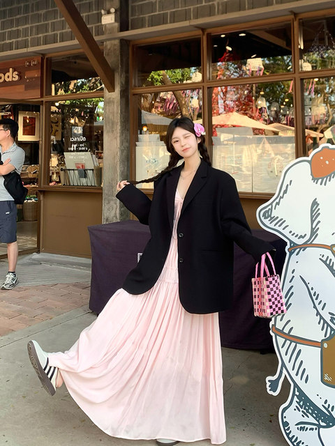 Adan black suit spring new loose versatile silhouette high-end casual ...