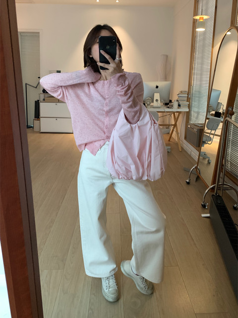 Zhou Mumu apit round neck knitted single-breasted cardigan for women 25 ...