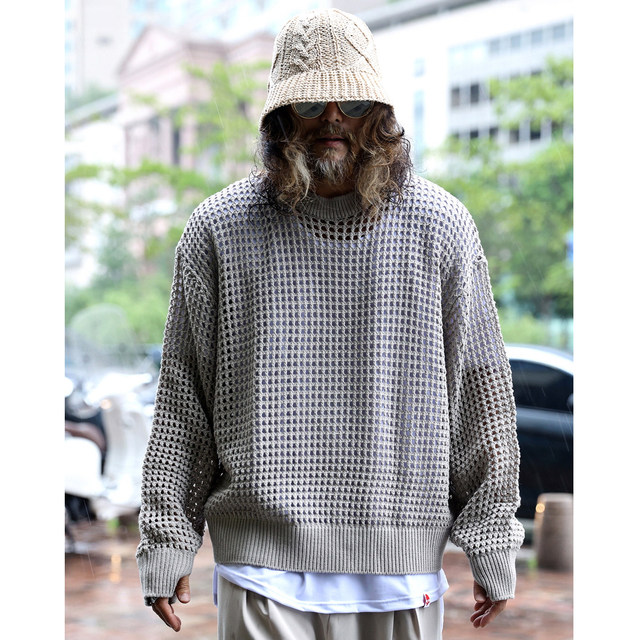 Korean trendy brand sweater top Korean style summer mesh hollow design ...