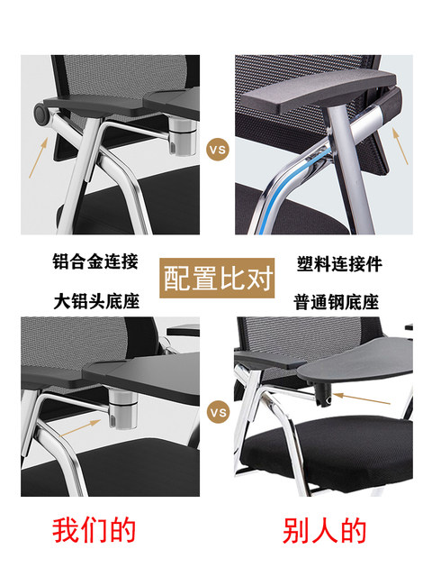 Folding training chair with table board conference chair with writing ...