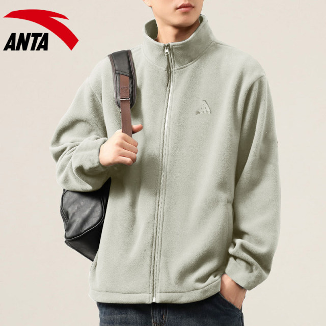ANTA Fire Shell Polar Fleece Jacket Men's Autumn and Winter Plus Velvet ...