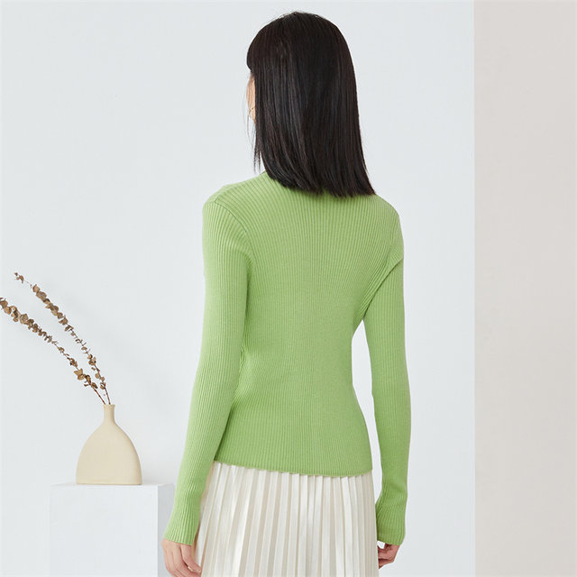 Jinju pure color Shirt Collar Wool Blend Cardigan Outwear Slim Looking ...