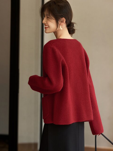 XWI Xinwei New Year Battle Robe New Chinese Red Knitted Cardigan Women ...