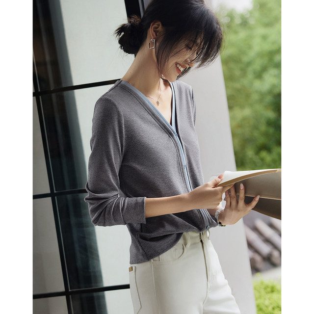 XWI XWI Xinwei elegant temperament contrasting color stitching pleated ...