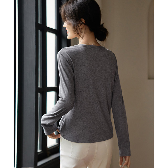 XWI XWI Xinwei elegant temperament contrasting color stitching pleated ...