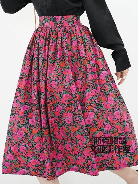 Yike Arthur fine cotton printed tutu skirt floral umbrella skirt mid ...