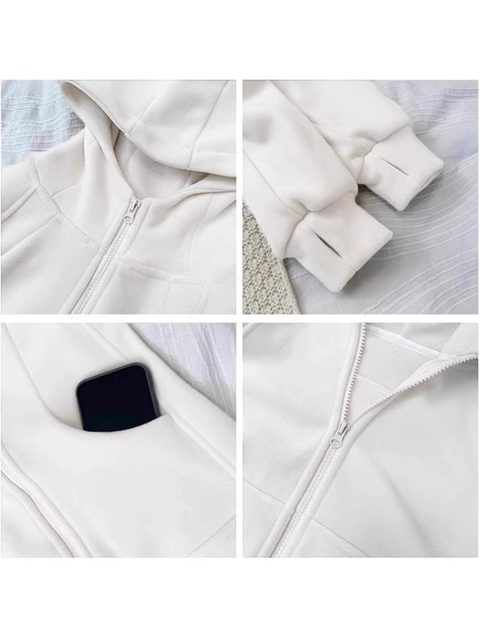 Slim-fitting polar fleece waisted sweatshirt jacket for women spring ...