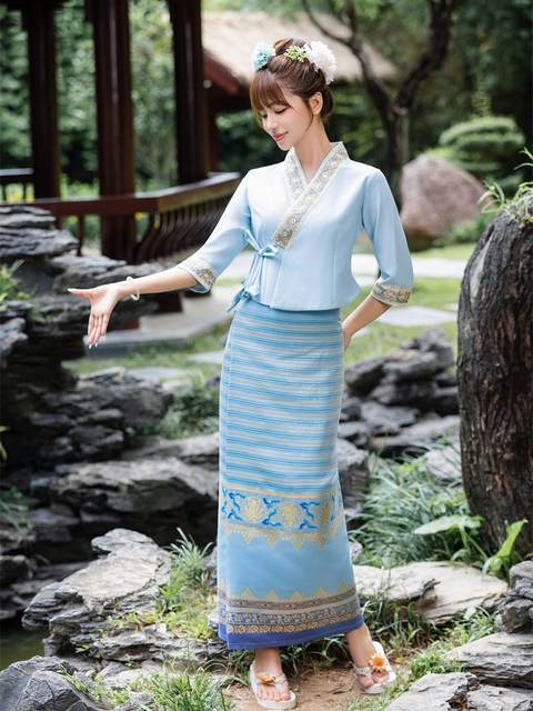 Autumn and winter long-sleeved traditional Dai skirt Xishuangbanna ...