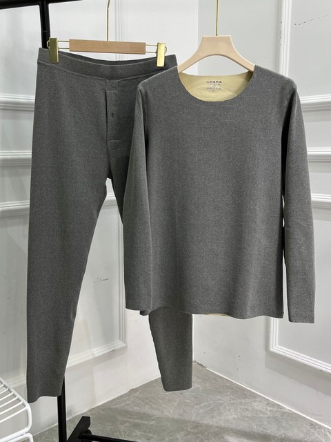 DeRong Seamless Thermal Underwear Men's Plus Velvet Autumn Clothes and ...