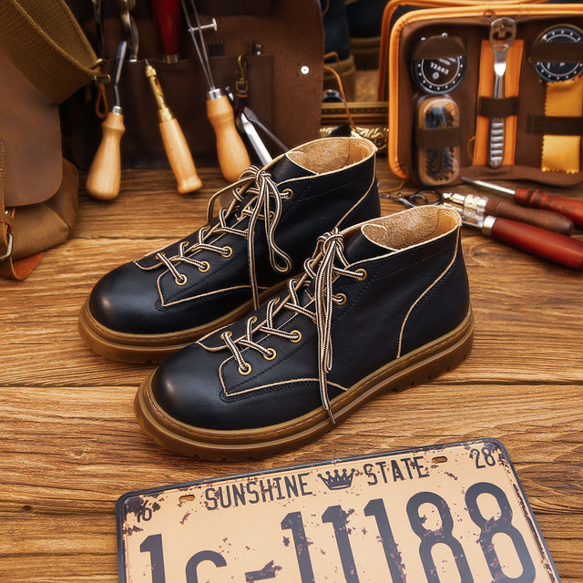 Spring Martin boots men's work boots short-face Ami Kaji color-blocking ...