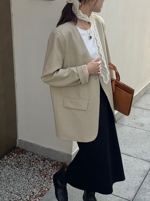 High-end lace streamer suit jacket 5033 temperament V-neck minimalist ...