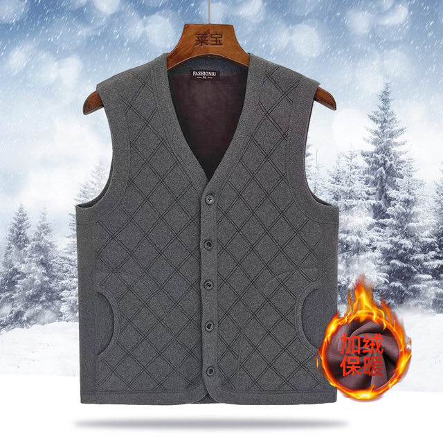 Middle -aged and elderly vest men's autumn and winter grandfather Kan shoulder shoulders and ...