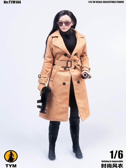 Spot 1/6 soldiers, men and women, fashion concise trench coat TYM144 ...