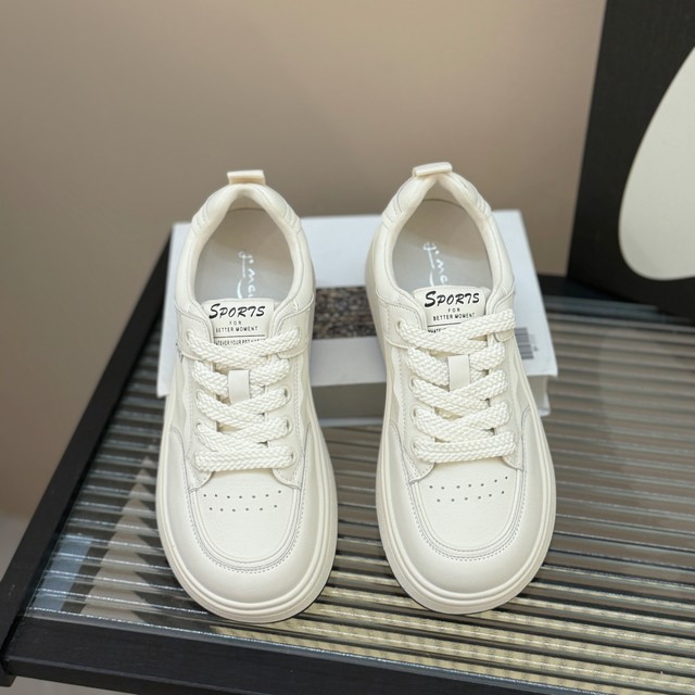 Women's 2024 new autumn versatile flat-soled slim white shoes with ...