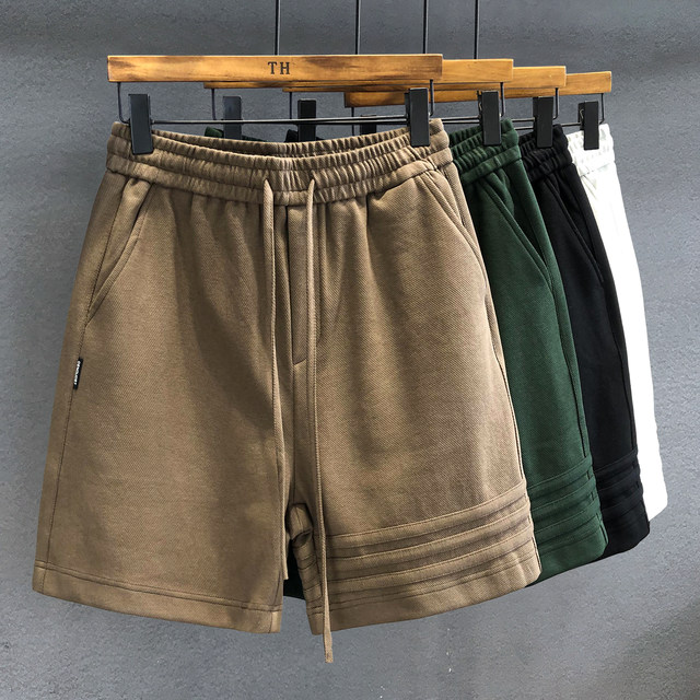Three-stripe design high-end heavyweight sports casual shorts men's ...