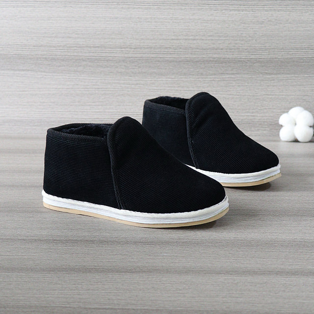 Black cotton cloth soles shoes Men's winter home deodorization ...