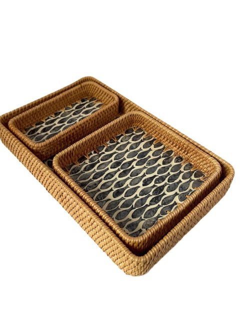 Vietnamese rattan natural color shell tray hotel-specific high-value ...