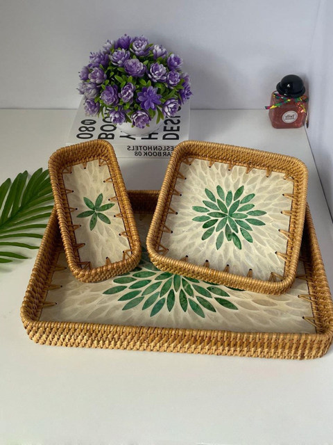 Vietnamese rattan natural color shell tray hotel-specific high-value ...