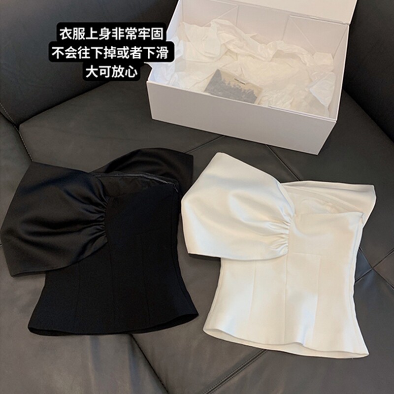 Sexy off-shoulder tube top with big bow