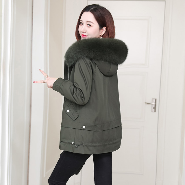 Parker Women's Short 2024 Winter New Fashion Casual Rex Rabbit Fur ...