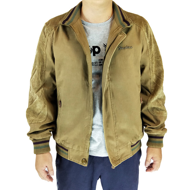 Spring, Autumn and Winter Jacket Men's Pure Cotton Washed Plus Size ...