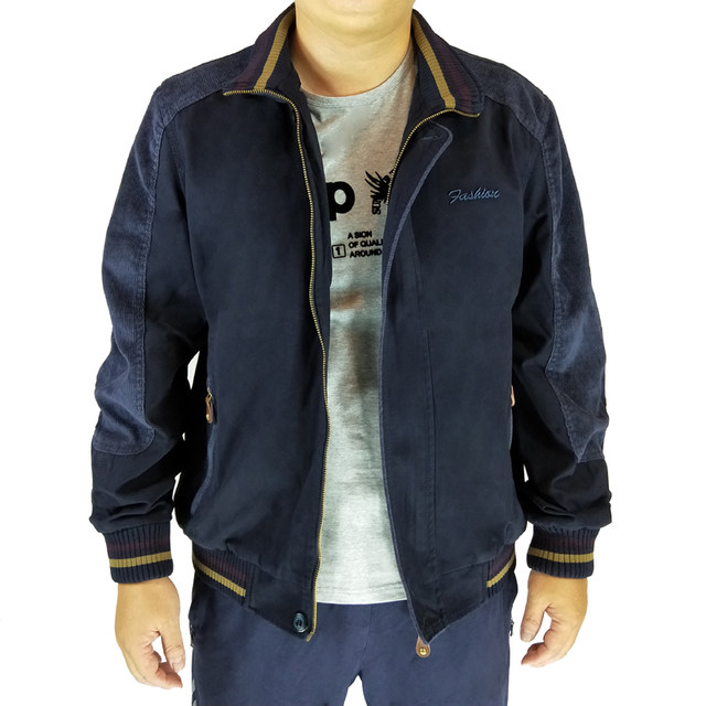 Spring, Autumn and Winter Jacket Men's Pure Cotton Washed Plus Size ...