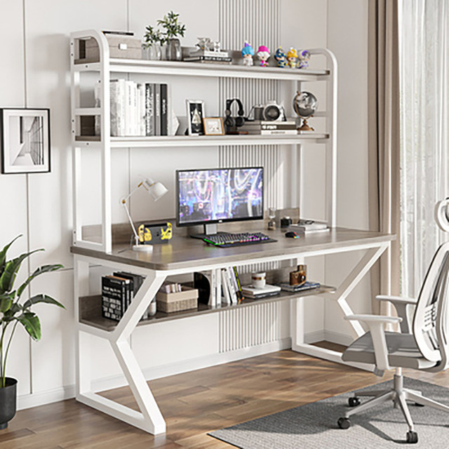 Household desktop computer desk small apartment desk bookshelf ...