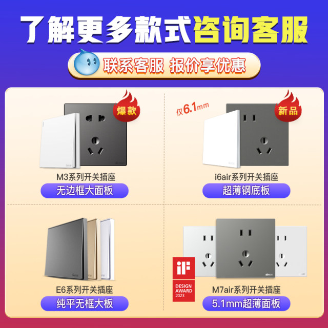 Simon switch socket M3 fluorescent gray series 86 type wall one open ...
