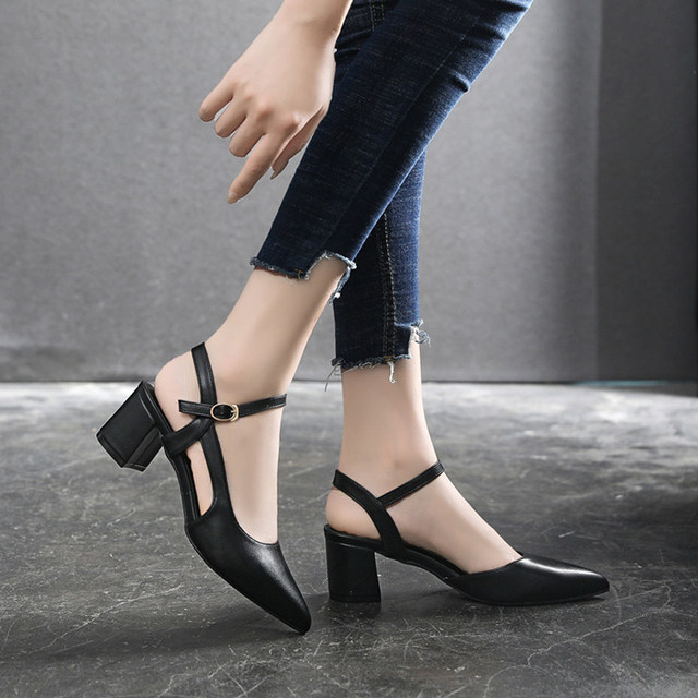 Strap high heels small size 313233 Baotou sandals women's summer mid ...