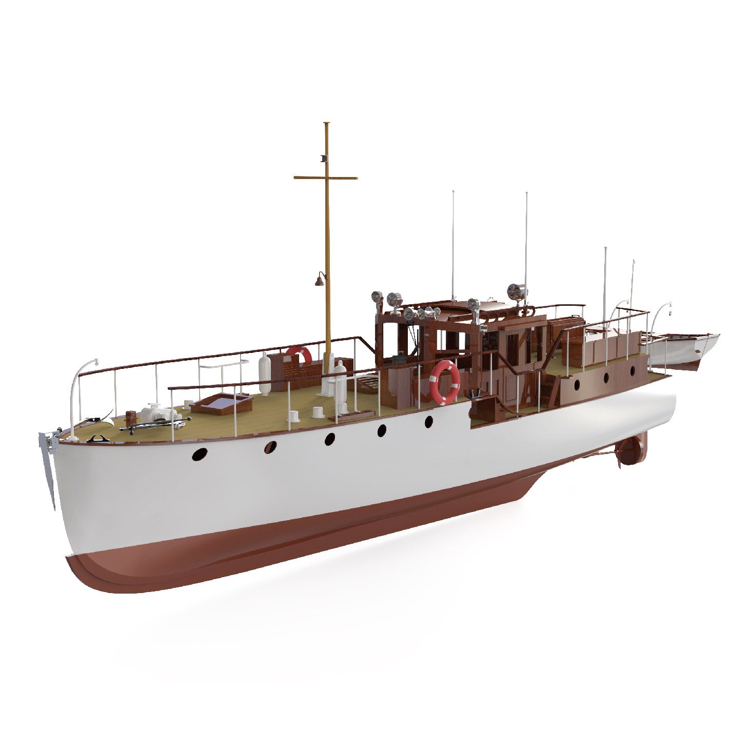 Taimo Model 880mm Remote Control Ship Model, Bluebird Yacht Laser Cutting