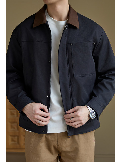 ILOX men's American Bath style retro lapel jacket men's spring and ...