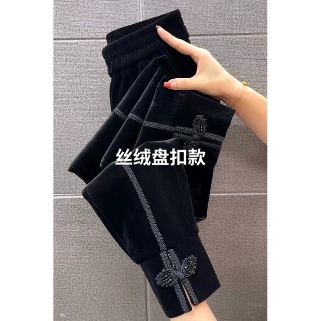 Guofeng Button Gold Velvet Martin Pants Women's Nine-point High Quality ...